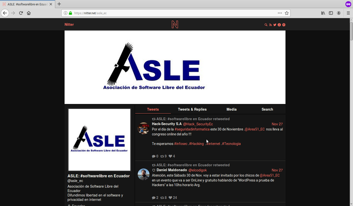 Check Twitter with free software and privacy, with Nitter