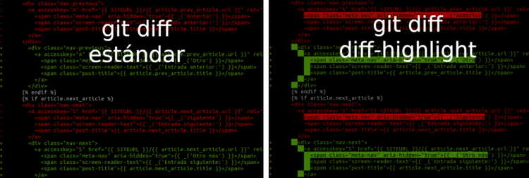 diff-highlight: un mejor diff para Git
