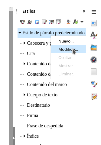 Modificar espacio entre párrafos en LibreOffice Writer